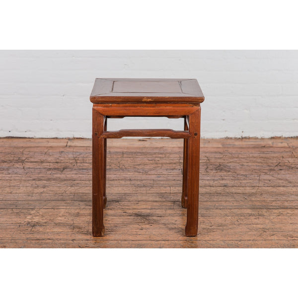 Light Brown Sqaure Side Table with Hoof Legs and Stretchers | FEA Home