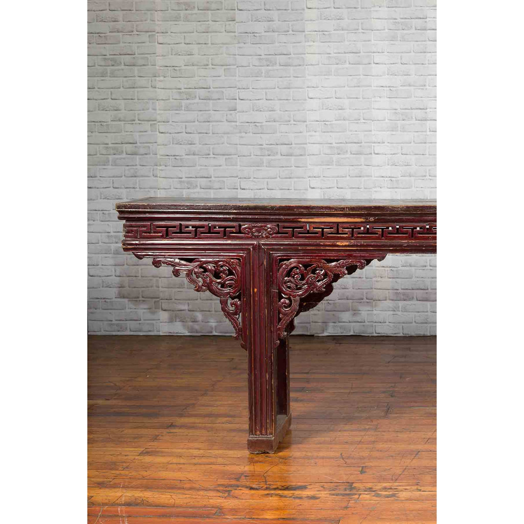 Large Qing Dynasty Altar Console Table with Fretwork | FEA Home