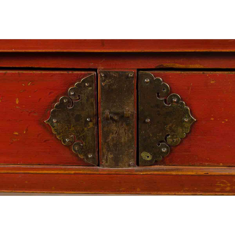 Red Lacquer Early 20th Century Two Drawer Desk | FEA Home