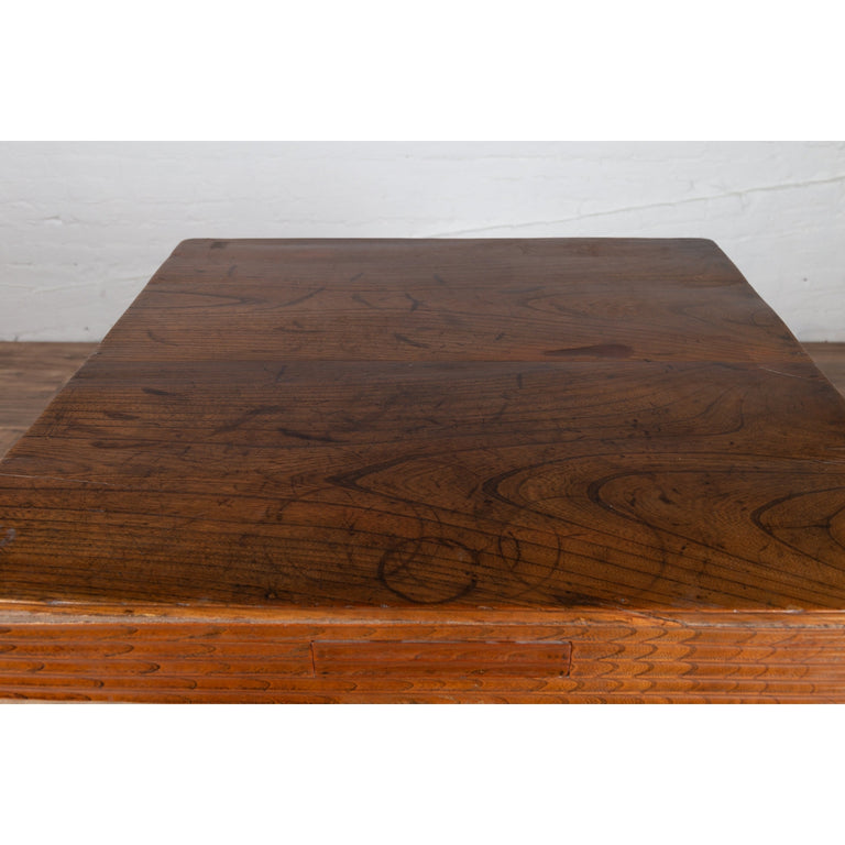 Chinese Vintage Art Deco Ribbed Game Table Pull-Out Drawers | FEA Home