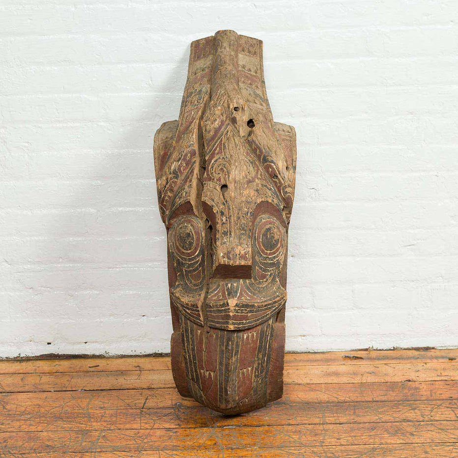 Hand Carved Painted Singa Singa Tribal Carving from Sumatra | FEA Home