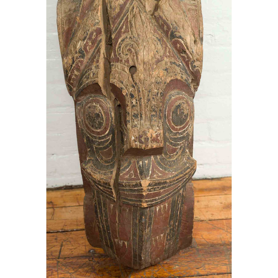 Hand Carved Painted Singa Singa Tribal Carving from Sumatra | FEA Home