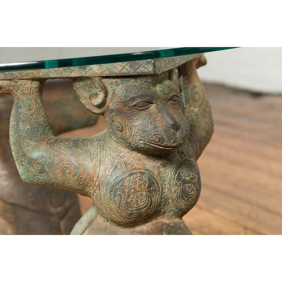Vintage Bronze Monkey Coffee Table Base with Verde Patina | FEA Home