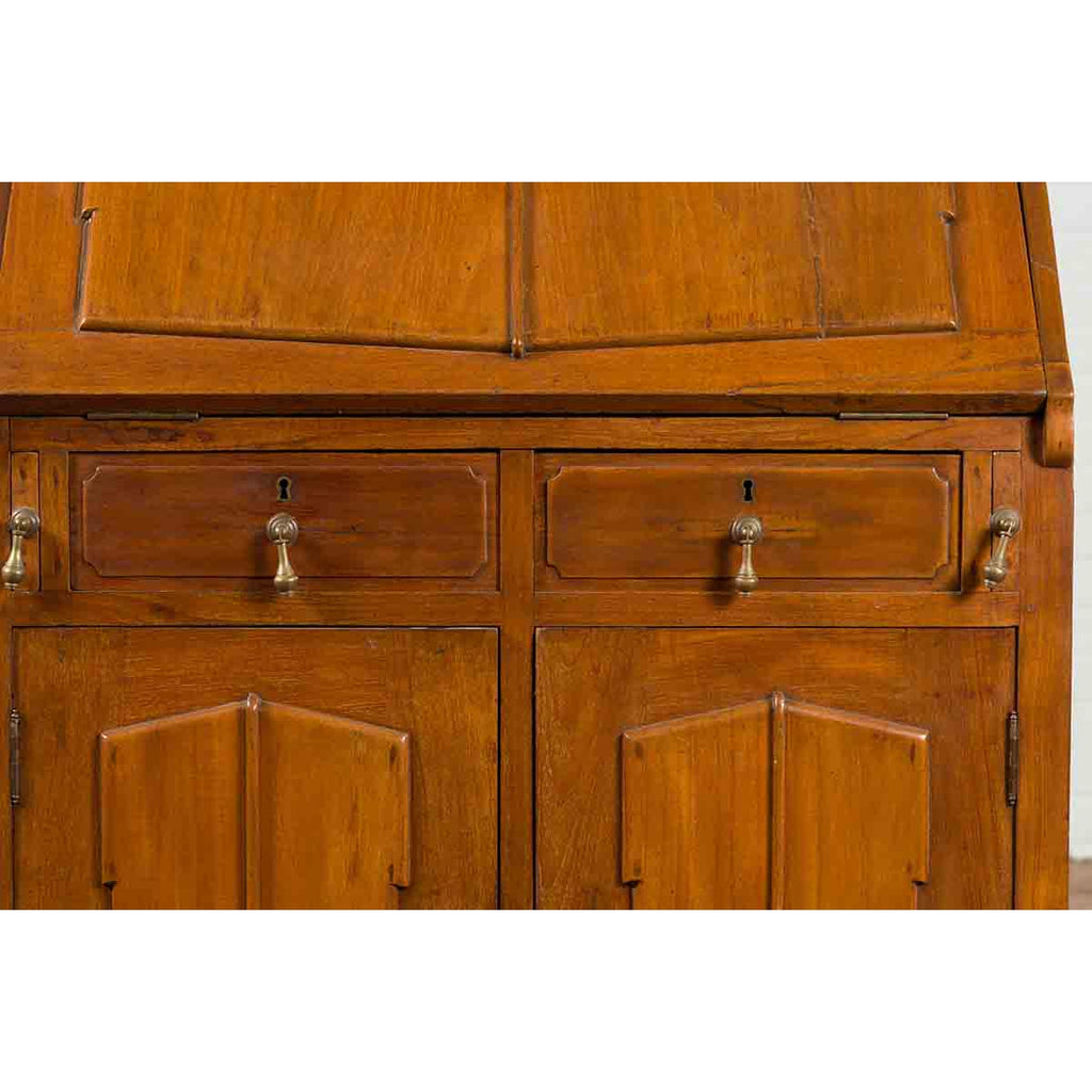 19th Century Handmade Slant-Front Desk with Raised Panels and Drawers ...