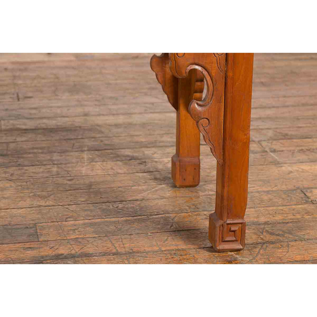 Indonesian Vintage Altar Console Table with Carved Apron | FEA Home