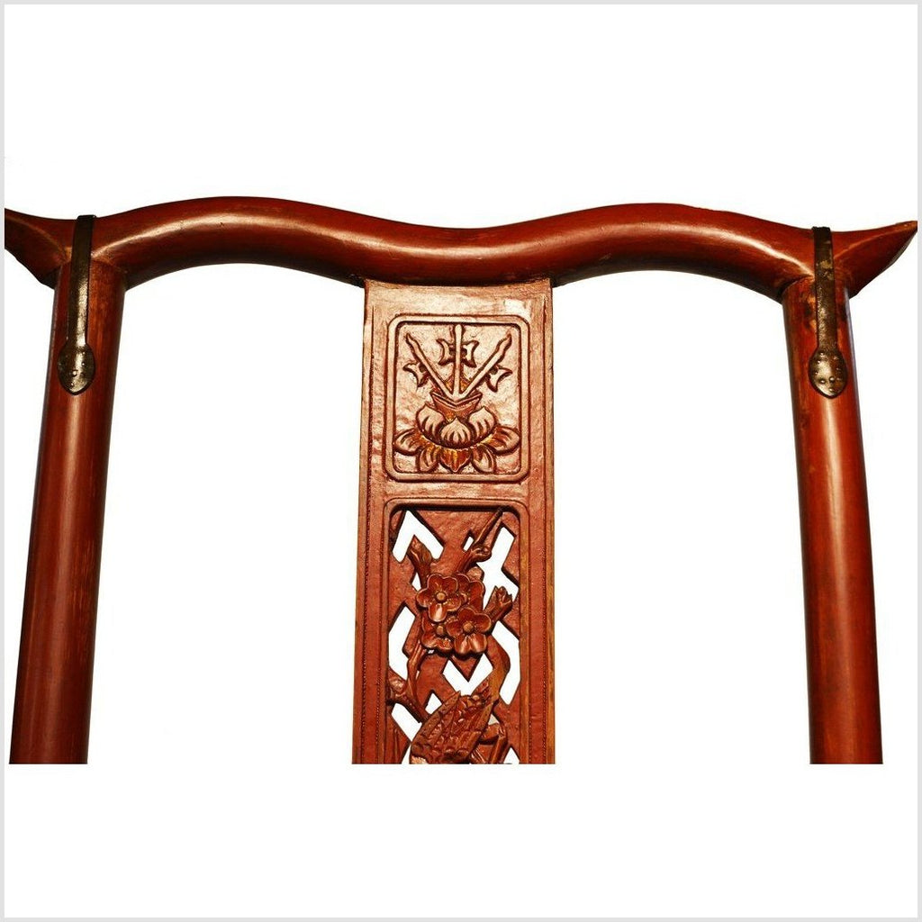 Antique Chinese Folding Chair – Rattan Seat, Openwork Splats | FEA Home