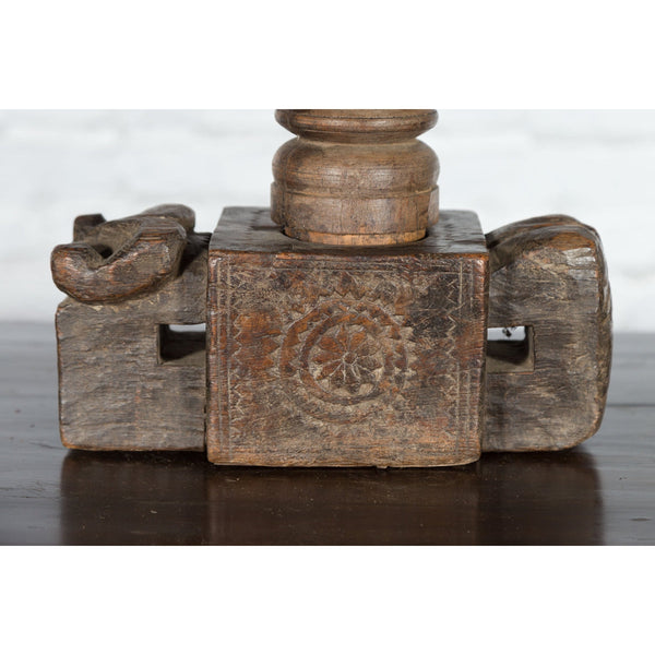 Indian Wood Hand Noodle Grinder with Carved Ram | FEA Home