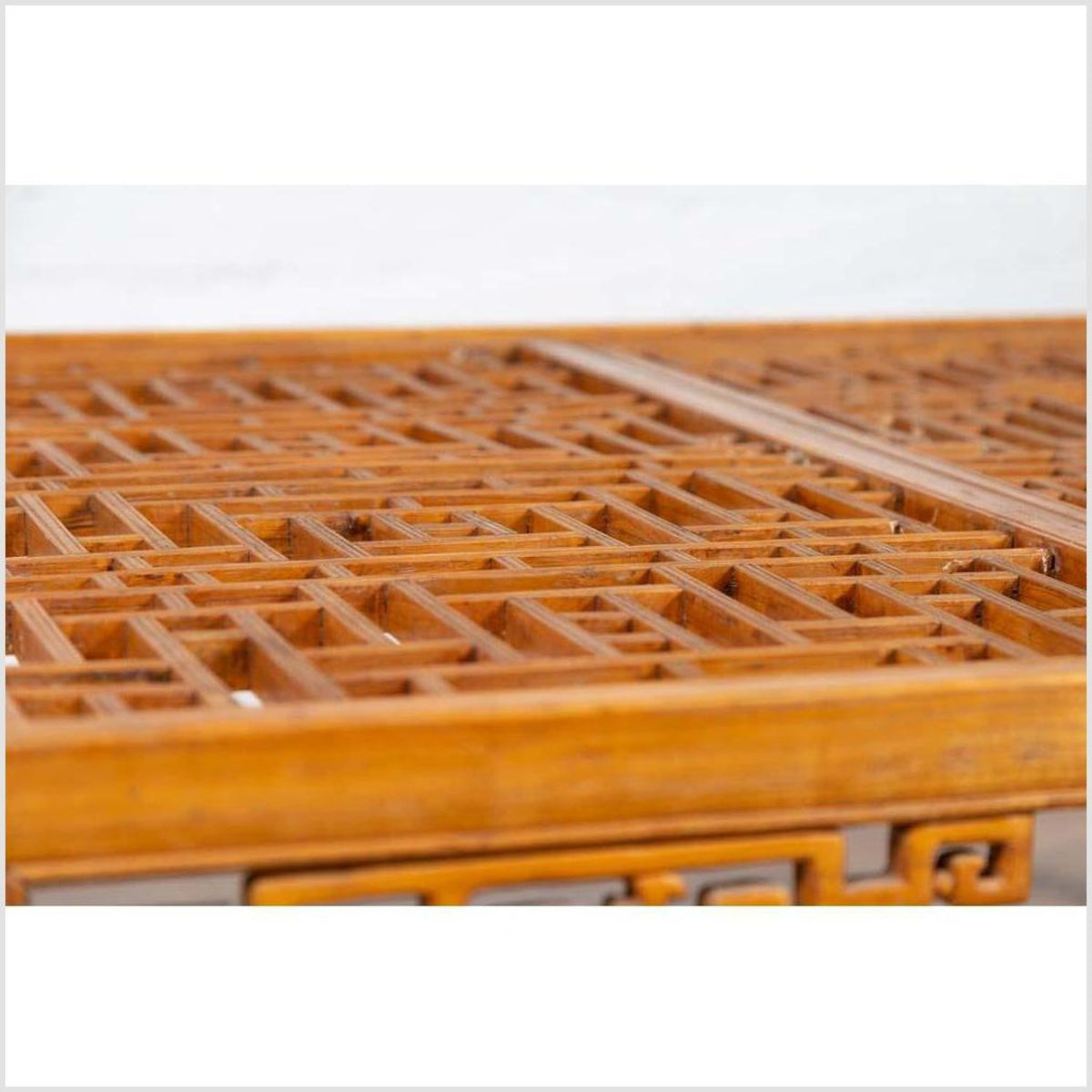Chinese Elmwood Square Coffee Table with Open Fretwork | FEA Home