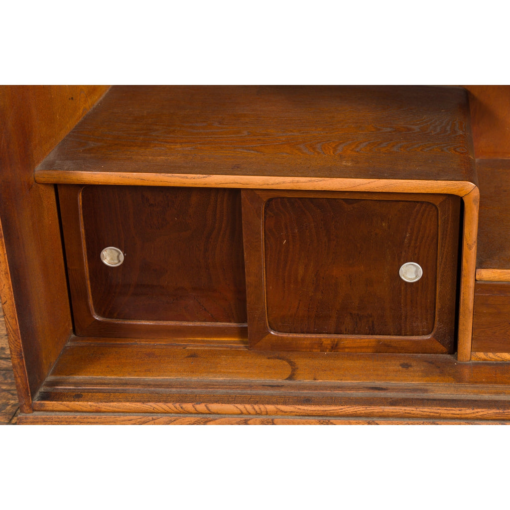 Japanese Taishō Period Hinoki Cypress Wood Open Bookshelf | FEA Home