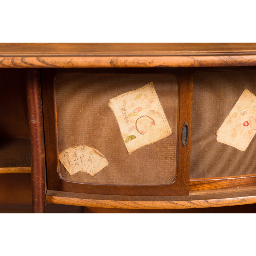 Japanese Taishō Period Hinoki Cypress Wood Open Bookshelf | FEA Home