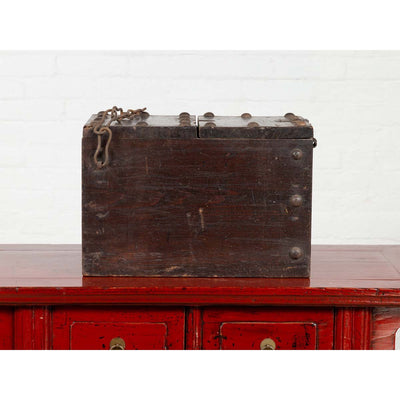 Rustic Antique Chinese Wooden Cash Box with Removable Top | FEA Home