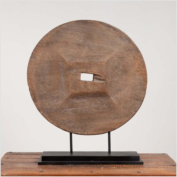 Rustic Ox Cart Wooden Wheel from Thailand, Mounted | FEA Home