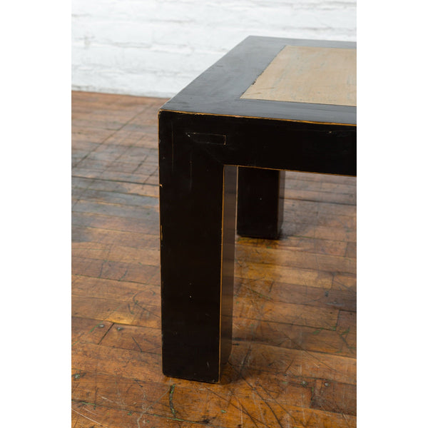 Vintage Square Coffee Table with Courtyard Stone Inset | FEA Home